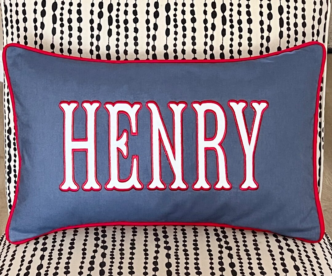 Personalized Applique Name Pillow: Blue & Orange Nursery Decor - Etsy