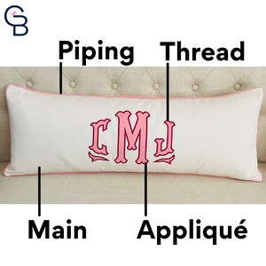 Custom Monogram Applique Lumbar Pillow With Insert 14x36 16x32 Wedding ...