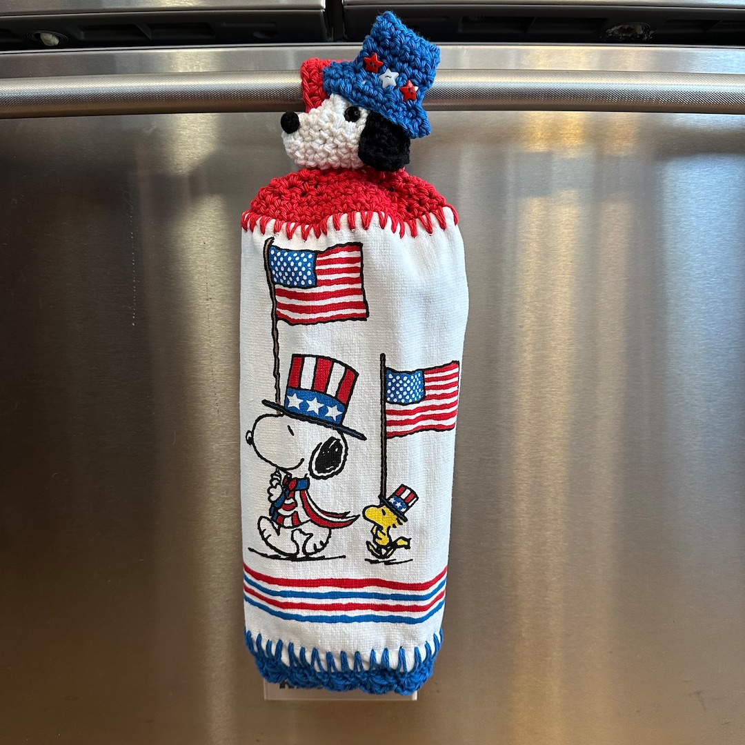 Patriotic Snoopy Hanging Towel. Snoopy Kitchen Towel. 4th of July ...