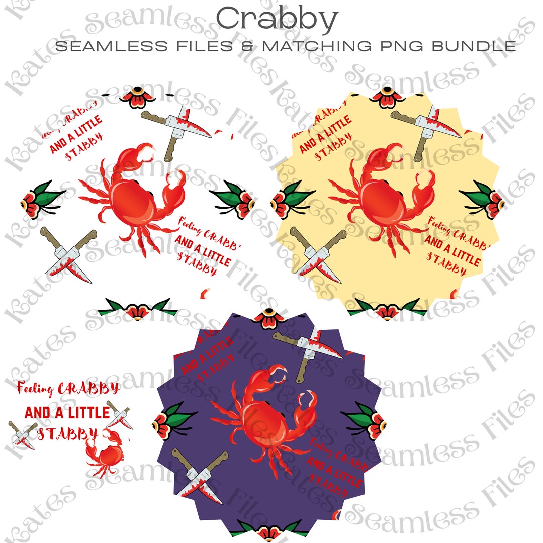 Feeling Crabby Seamless File & Png Bundle - Etsy