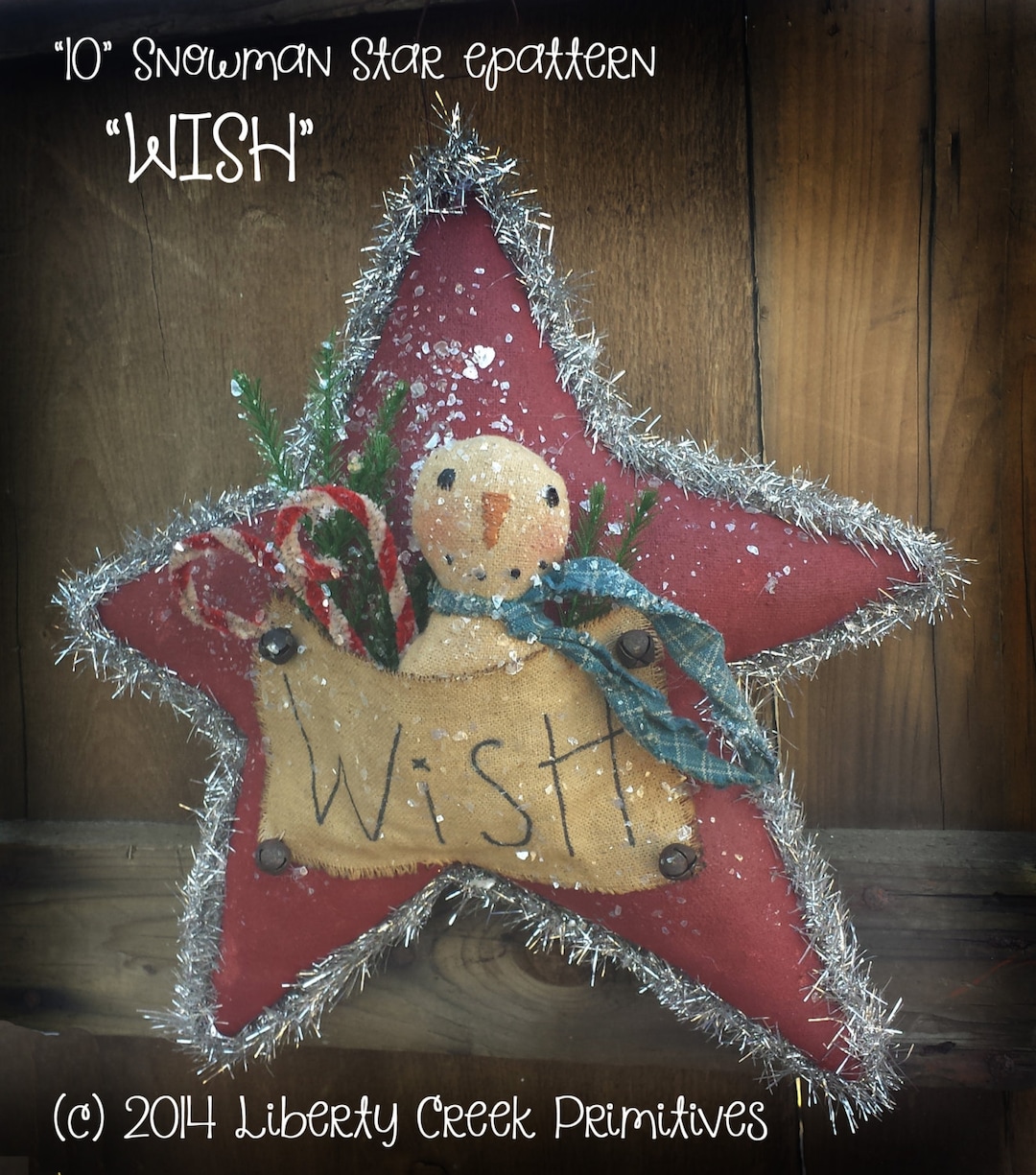 Primitive Star Snowman Digital PATTERN Wish Liberty Creek - Etsy