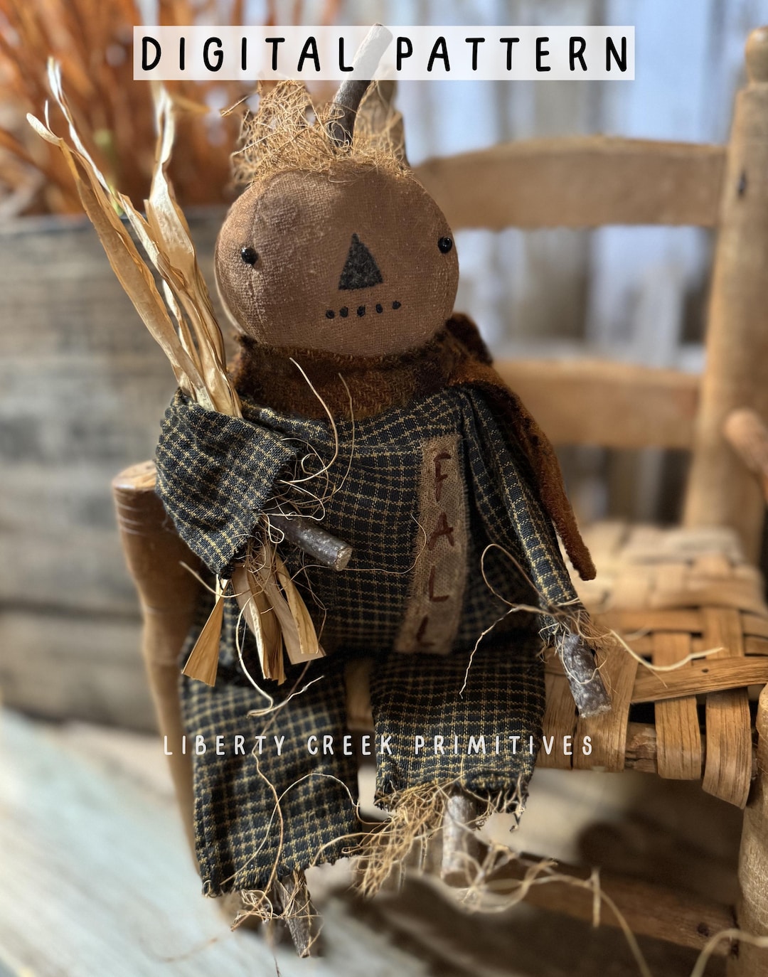 NEW! Primitive Pumpkin Fall Doll JED Digital PATTERN - Etsy