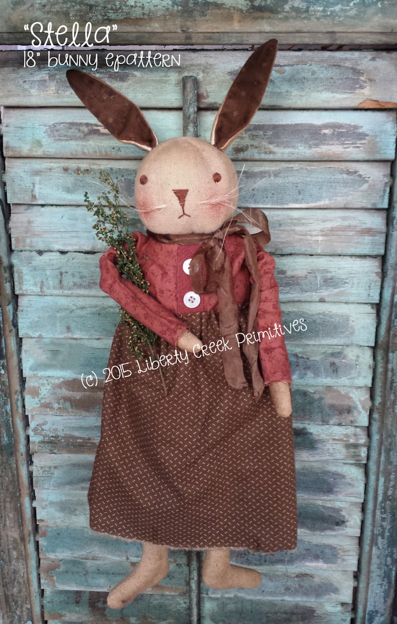 Primitive Easter Bunny Rabbit Doll PATTERN Stella Instant - Etsy