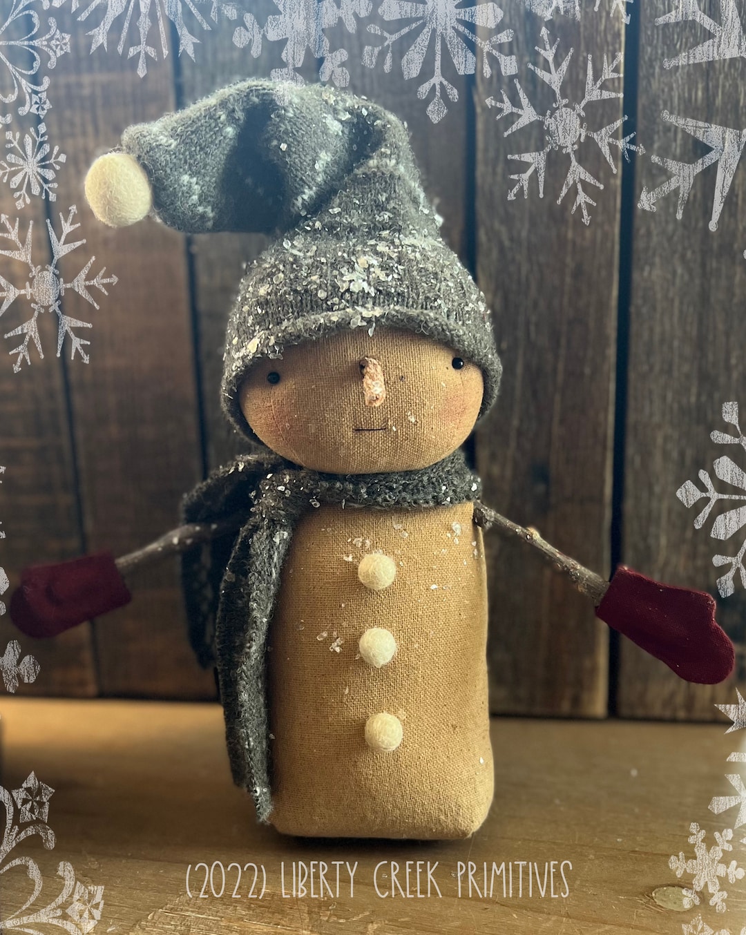 Primitive Snowman Digital PATTERN Lenny - Liberty Creek - Etsy