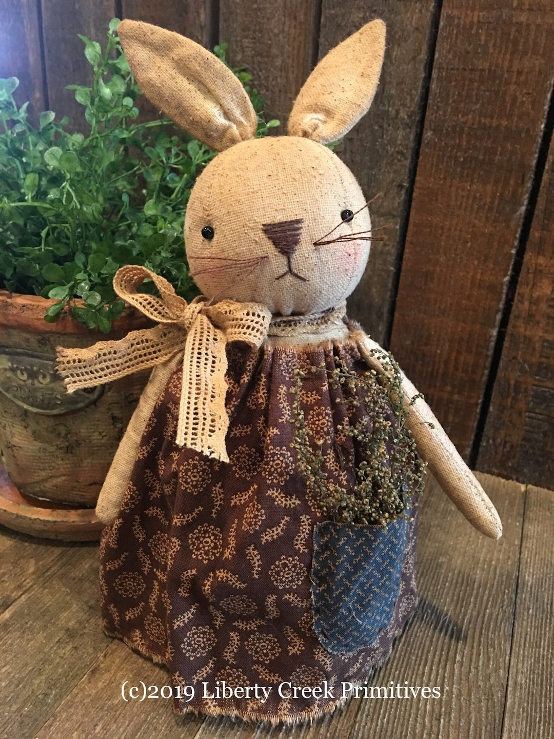 Primitive Easter Bunny Claira Digital PATTERN Spring - Liberty Creek - Etsy