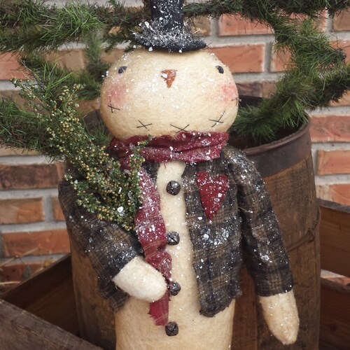 Primitive Snowman Pattern Snow Thyme Snowman Stump Doll PDF - Etsy
