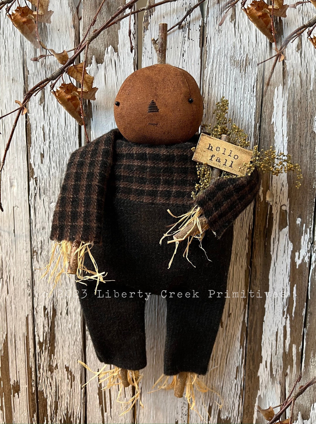 Primitive Pumpkin Fall Doll Russ Digital Pattern - Etsy