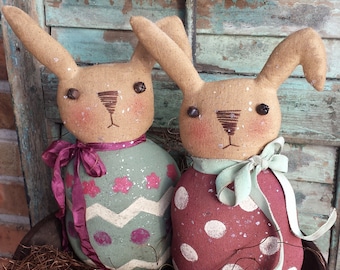 Primitive Rabbit Bunny Pattern Easter Egg Spring Epattern - Etsy