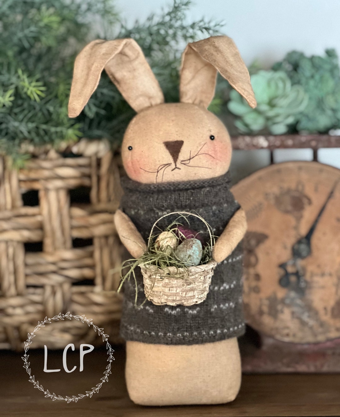 Primitive Standing Easter Bunny Rabbit Doll Digital PATTERN - Liberty ...
