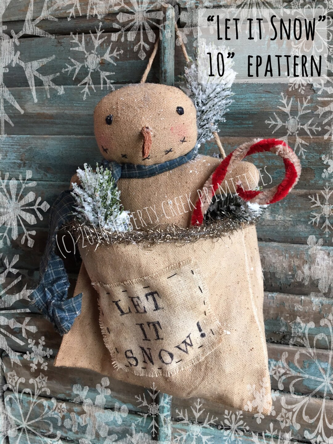 Let It Snow Primitive Snowman Bag Epattern / Instant Download - Etsy