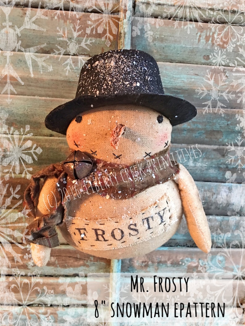 Primitive Snowman Ornie PATTERN Mr Frosty | Etsy