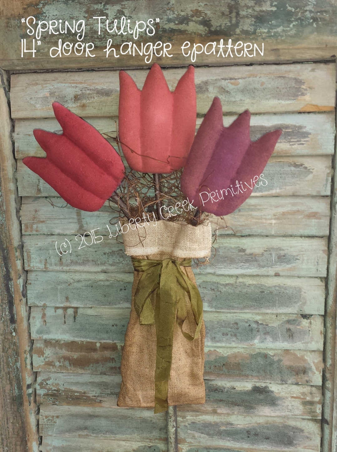 Primitive Flowers Easter Tulips Digital PATTERN Door Hanger - Etsy