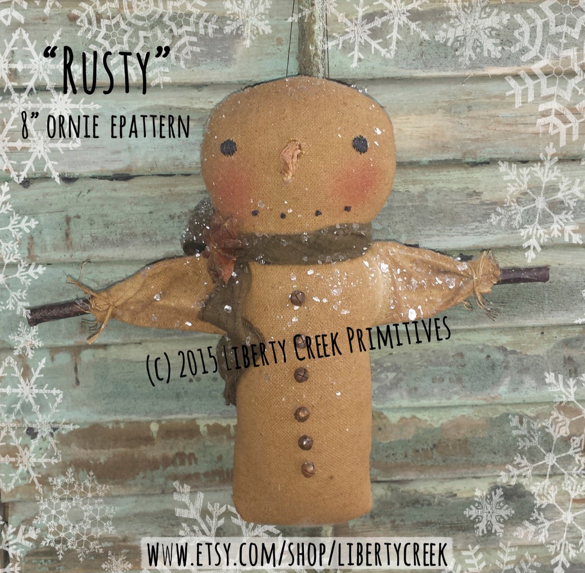 Primitive Snowman Rusty Ornie PATTERN Instant Download - Etsy