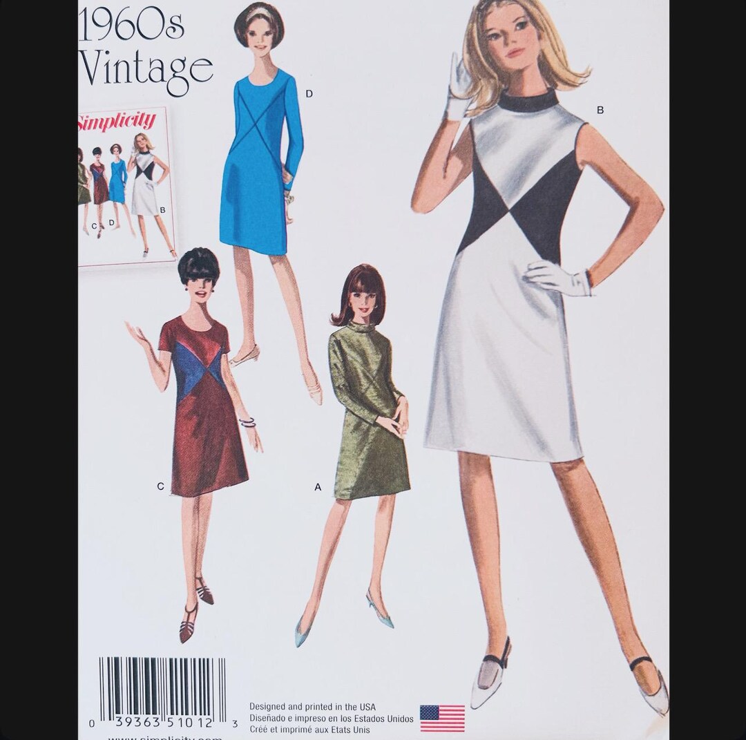 Simplicity 1012 L XL, Color Block Dress Sewing Pattern,shift Dress ...