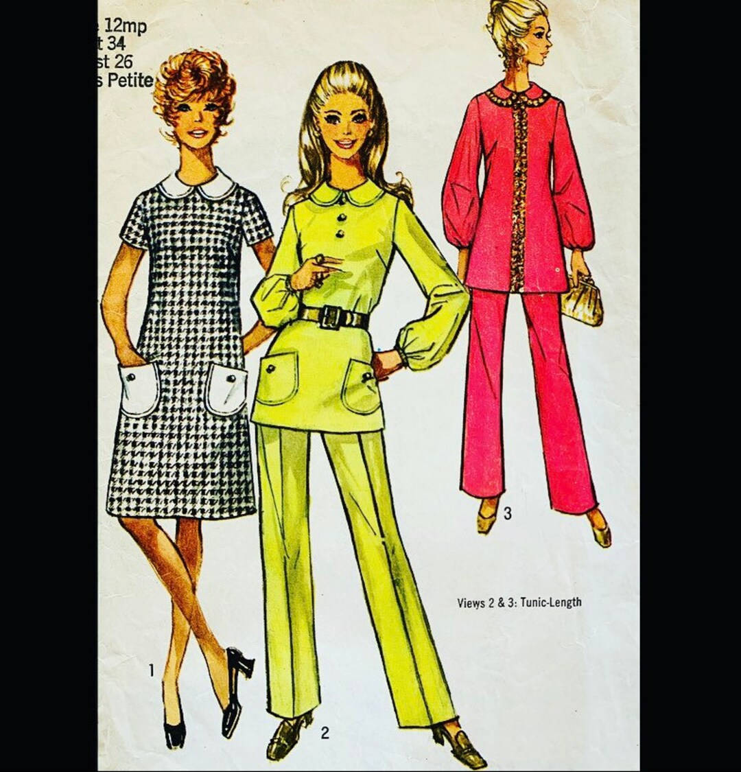 Simplicity 9082 B34, Tunic Top Sewing Pattern, Pantsuit Pattern, Cute ...