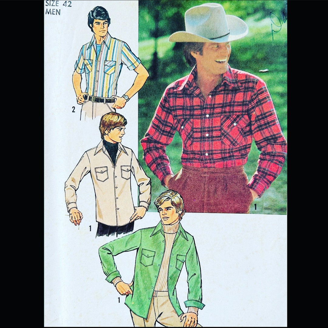 Simplicity 7698 42, Mens Work Shirt Pattern, Flannel Shirt Pattern ...