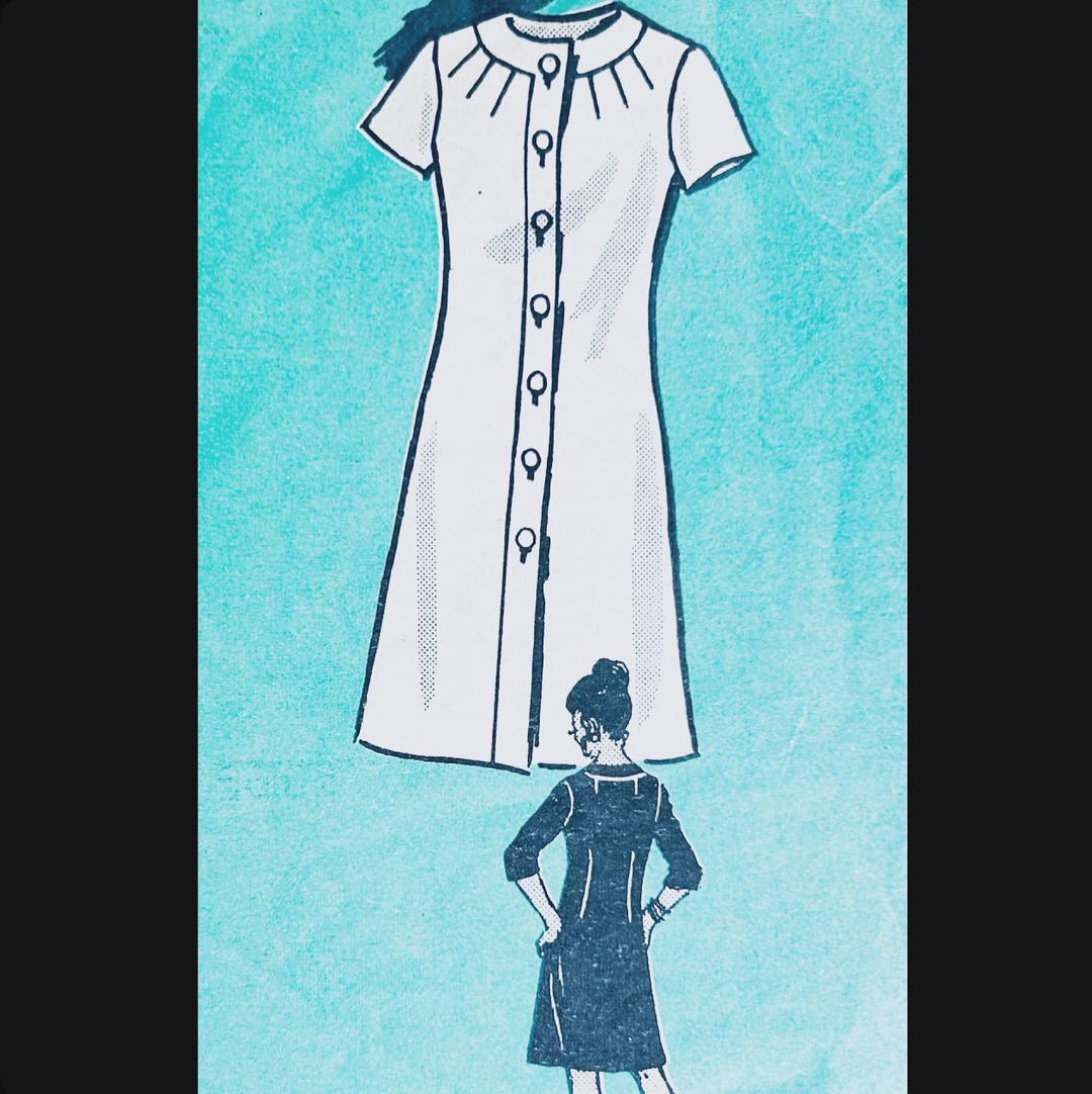 Mail Order 4777 B35, Button Front Dress Pattern, Summer Dress Sewing ...