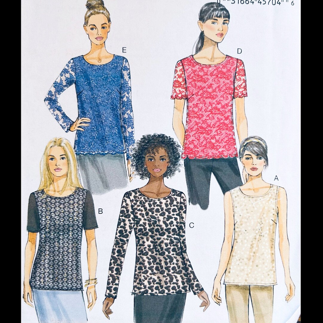 Butterick B6100, Pullover Top Pattern, T Shirt Pattern Woman, Tank Top Sewing Pattern, Knit ...