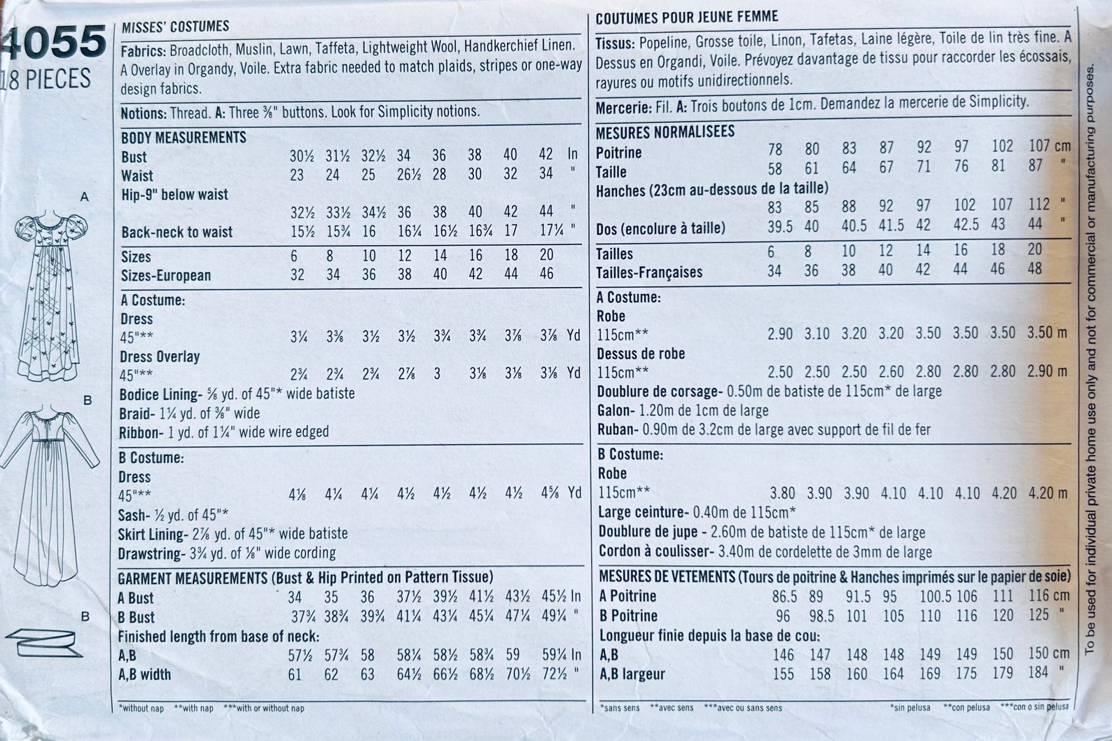 Simplicity 4055, Regency Dress Pattern, Empire Waist Dress Pattern ...