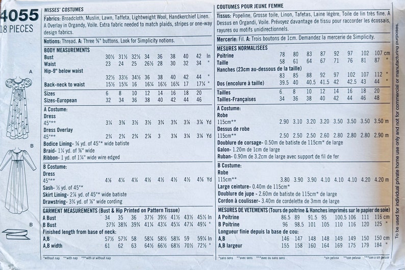 Simplicity 4055 Regency Dress Pattern Empire Waist Dress - Etsy