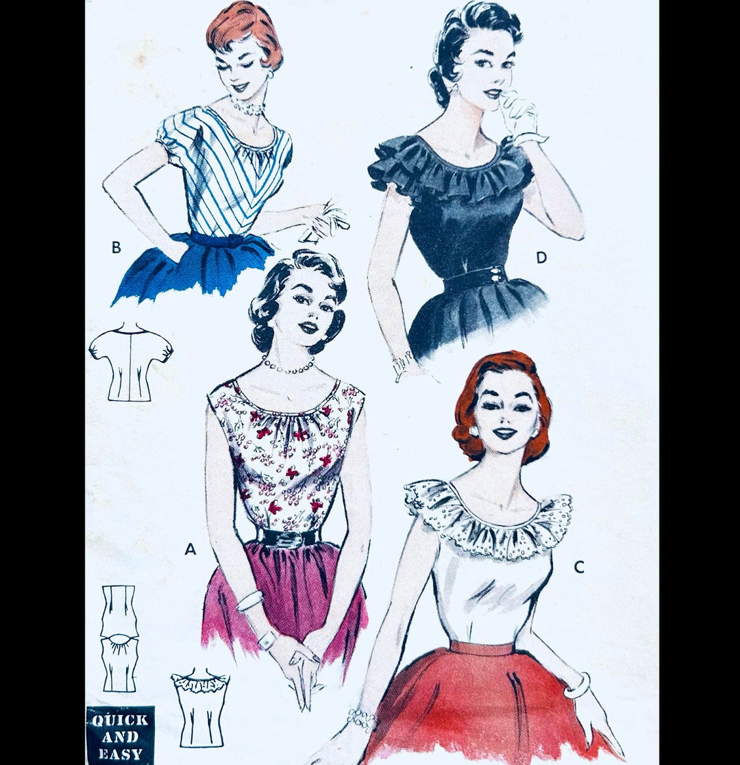 Butterick 6927 B30, Peasant Top Sewing Pattern, Ruffled Blouse Pattern ...