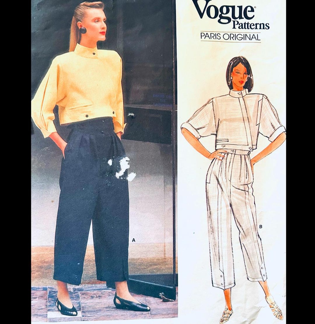 Vogue 1382 B36, Crop Top Pattern, Asymmetrical Blouse Sewing Pattern ...