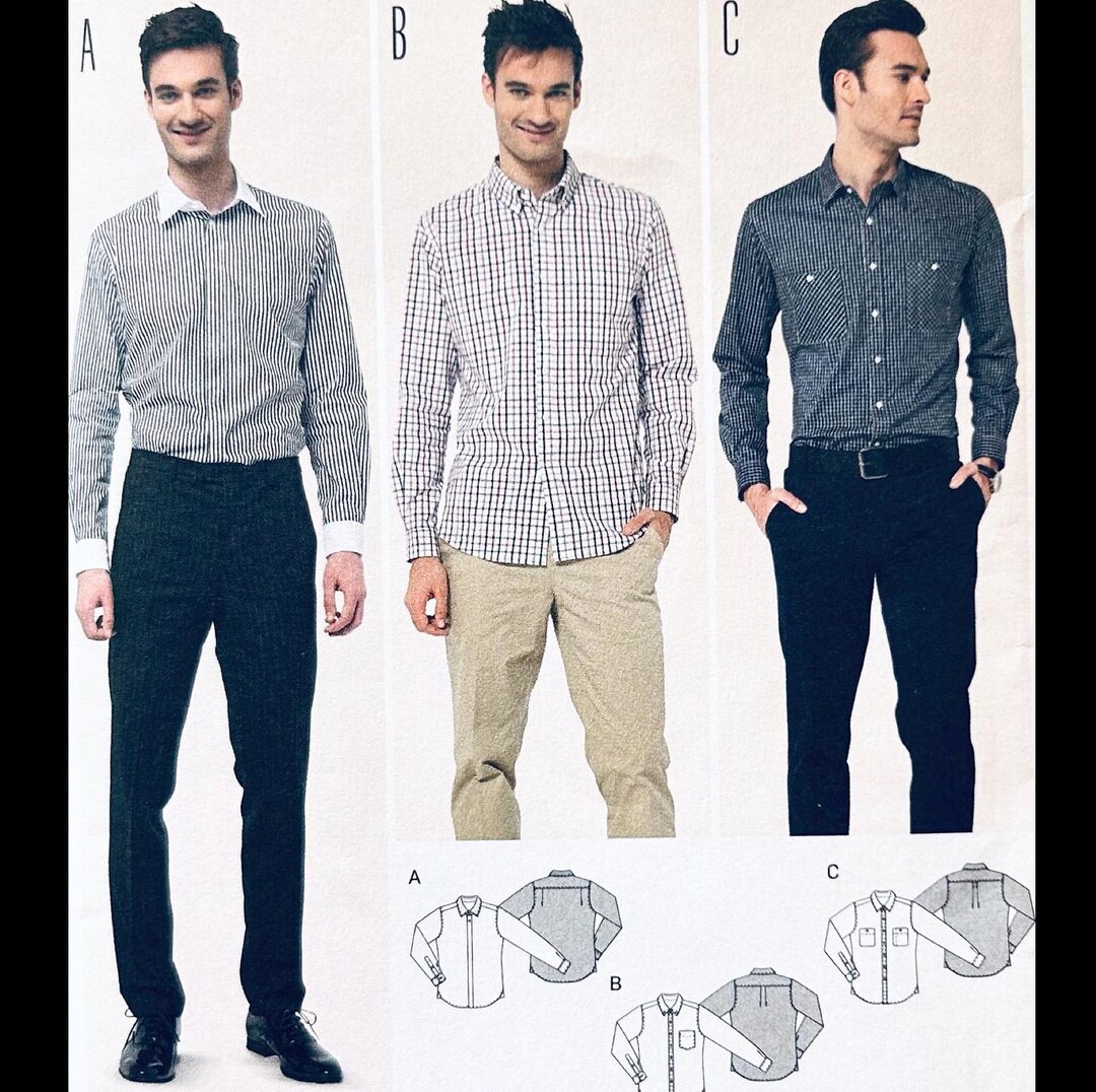 Burda 6874, Mens Dress Shirt Sewing Pattern, Button Front Shirt Pattern ...