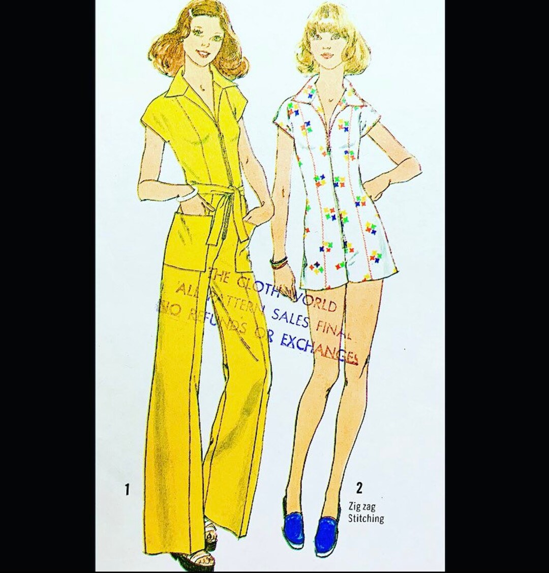 70s Pattern, 70s Zip Front Jumpsuit Pattern, Playsuit Pattern, Short Romper Patterns, Romper ...