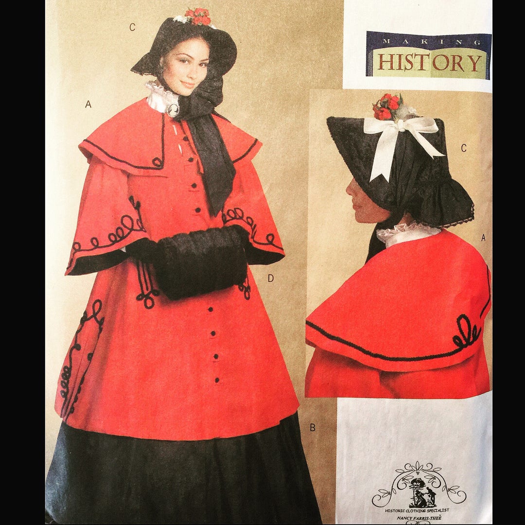 Butterick 5266 XS X, Dickens Costume Pattern, Victorian Cape Pattern ...