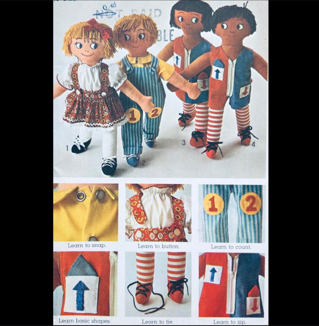 Simplicity 9137, Rag Doll Sewing Pattern, Educational Doll, Toddler ...