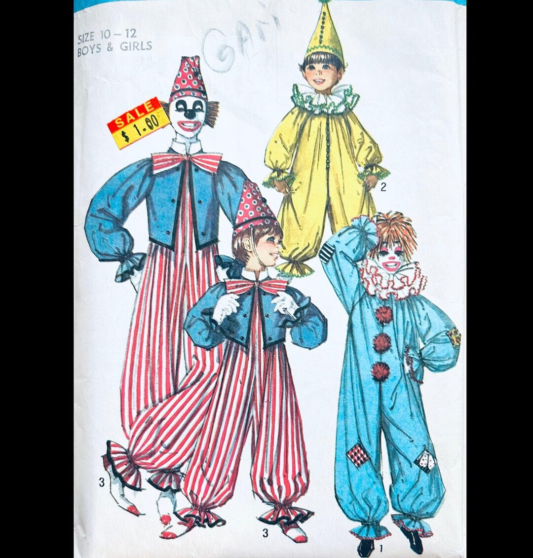 Simplicity 7162, Kids Clown Costume Pattern, Halloween Costume Sewing ...