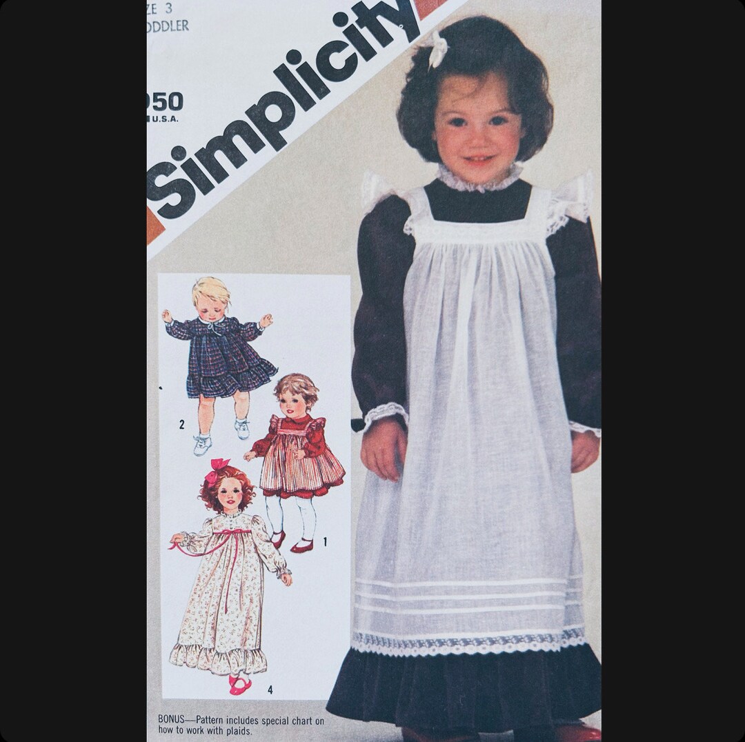 Simplicity 6184 3, Pinafore Dress Sewing Pattern, Prairie Dress Pattern Kids Toddler Dress ...