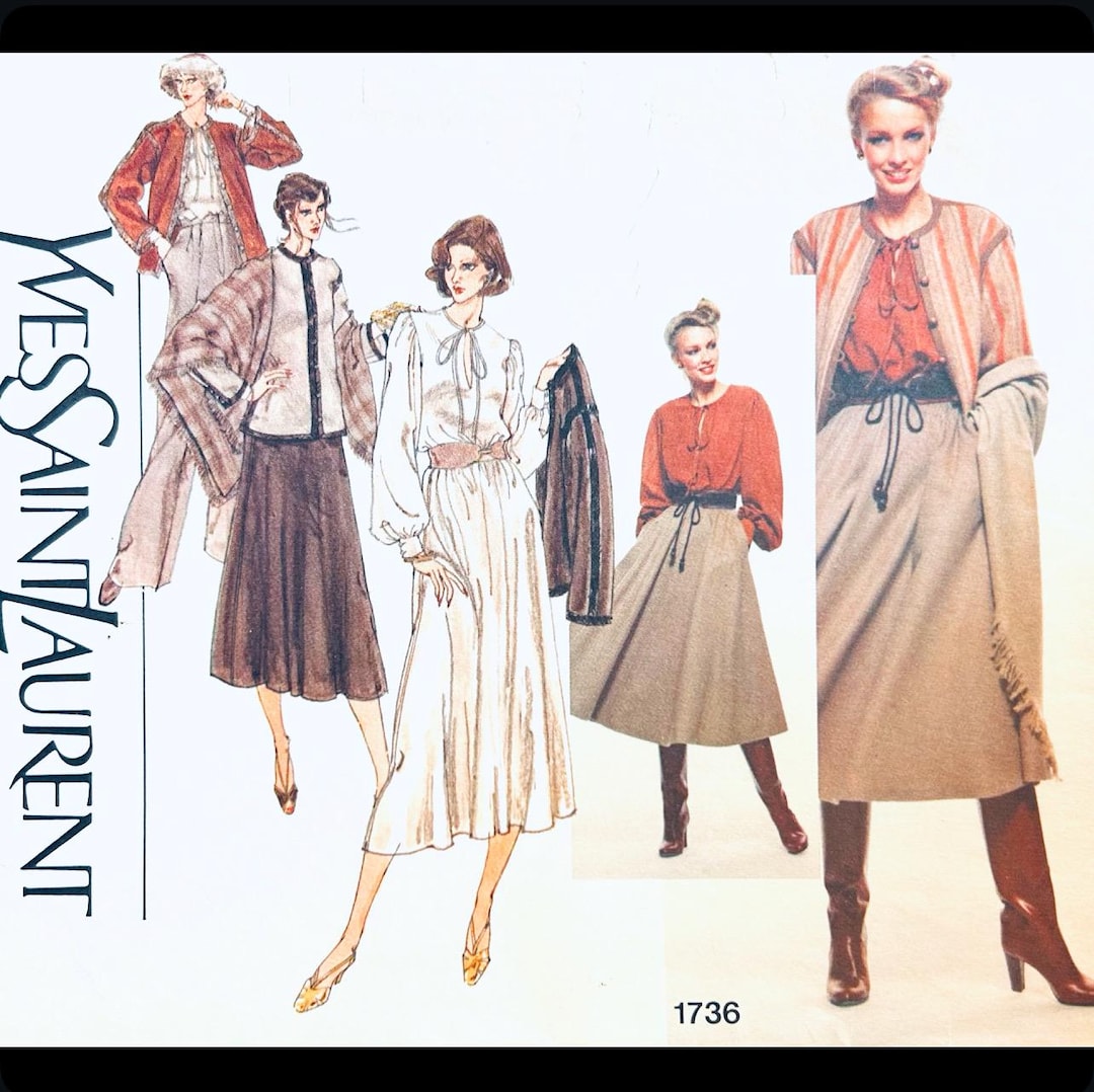 Vogue 1736 B32, Midi Skirt Pattern, Keyhole Top, Sewing Pattern, Yves ...