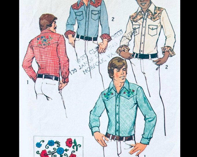 Simplicity 6693 38 40, Western Shirt Pattern, Rodeo Wear, Cowboy Shirt ...