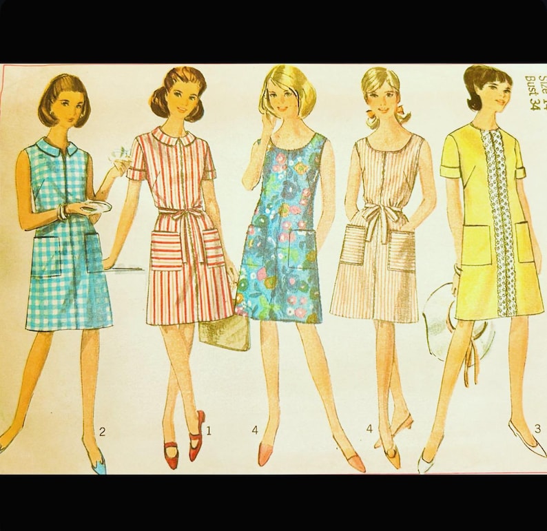 Simplicity 7025 B34, House Dress Sewing Pattern, Sleeveless Dress ...