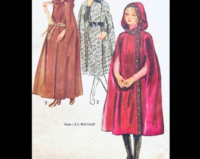 Simplicity 9614 S, Hooded Cape Pattern, Patterns for Capes, Long Cape ...