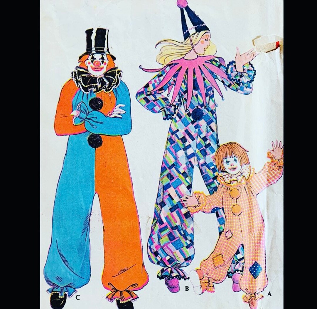 Clown Costume Pattern, Kids Costume Pattern, Halloween Costume Sewing ...