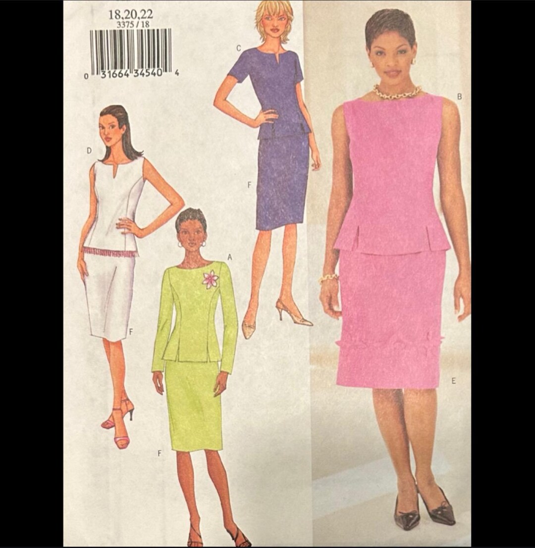 Butterick 3375, Two Piece Dress Pattern, Plus Size Pattern, Princess Seam Sewing Pattern ...