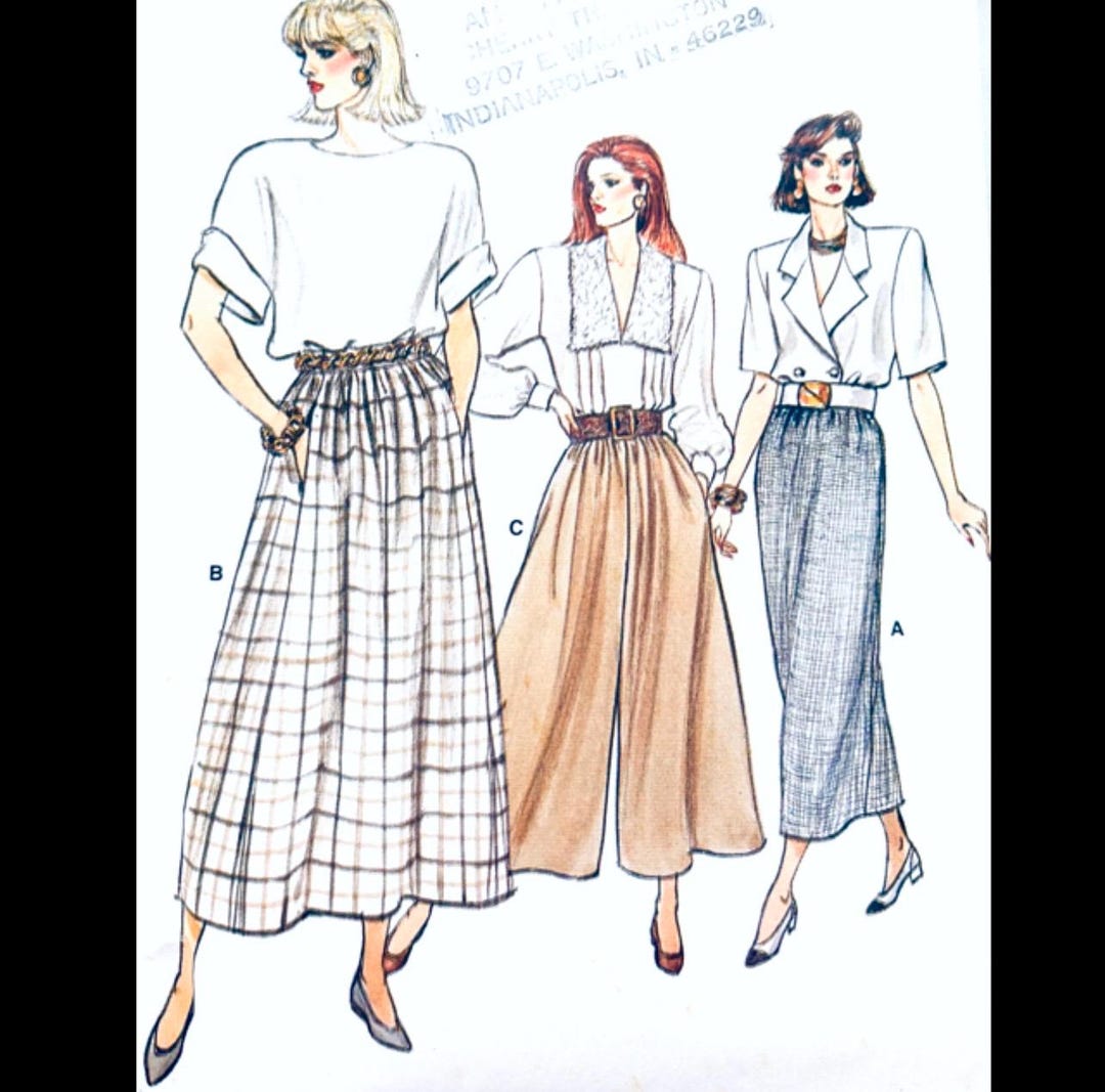 Vogue 9813 M, Midi Skirt Sewing Pattern, Skirt With Pockets, Split ...