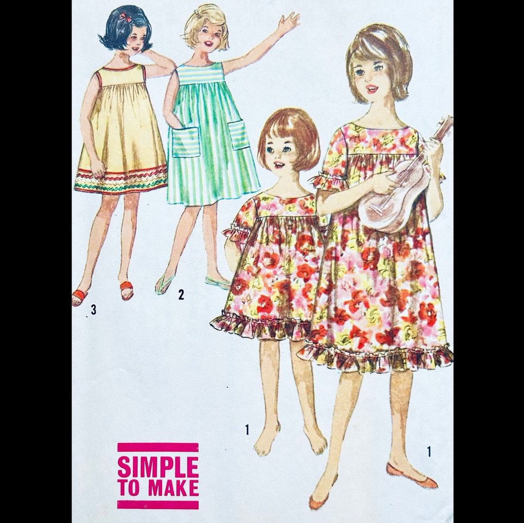 Simplicity 4495 10, Girls Muumuu Pattern, Sleeveless Dress Sewing Pattern, Mother Daughter Dress ...