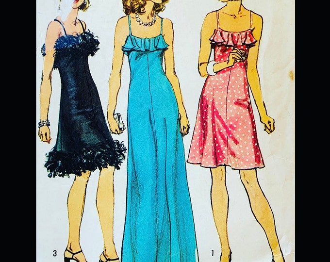 70s Pattern, Mini Dress Pattern, Cocktail Dress, Marabou Trim, Evening ...