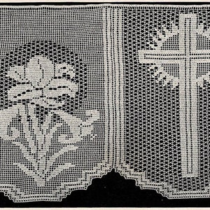 Altar Lace Crochet Pattern Church Religious Mass Scalloped Border Cross ...