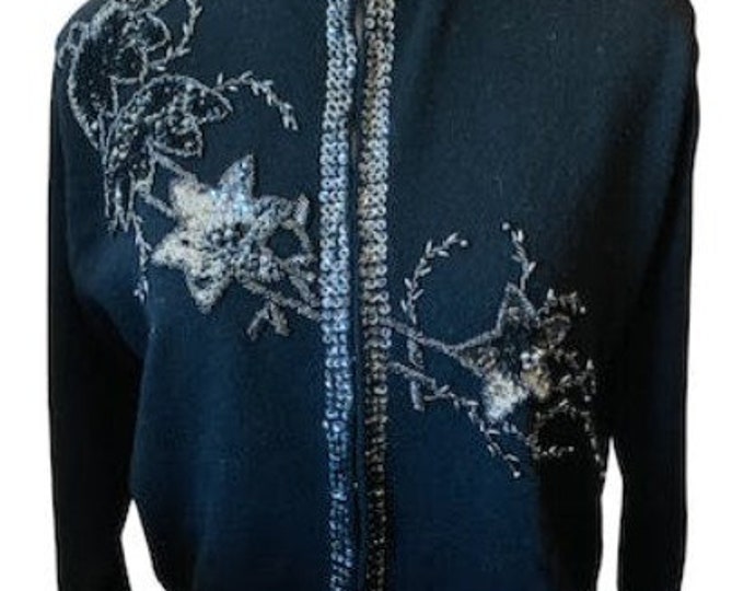 Pin up Sweater, Beaded Sweater, Sequin Sweater, Vintage 50s Sweater ...
