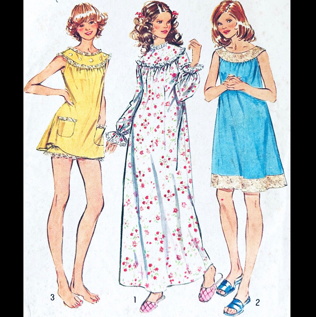 Simplicity 5030 L, Long Nightgown Sewing Pattern, Short Pajamas Pattern ...
