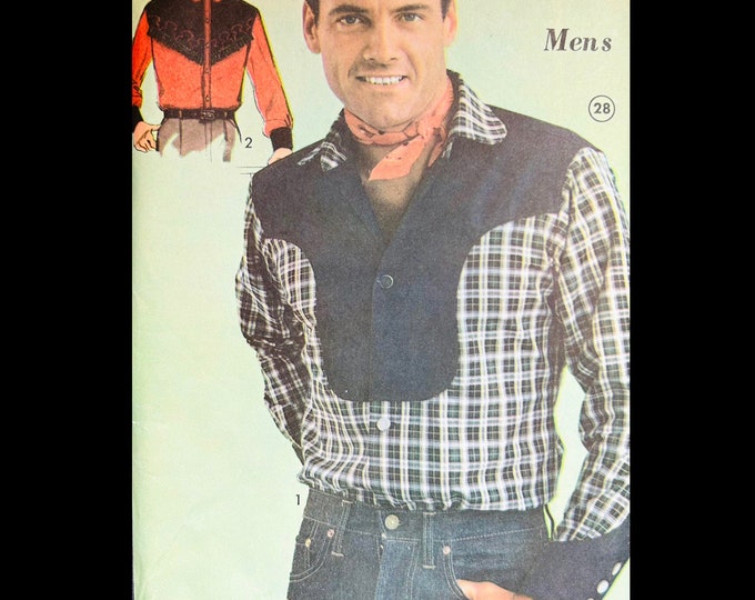 Advance 3135 M, Mens Western Shirt Sewing Pattern, Cowboy Shirt Pattern ...