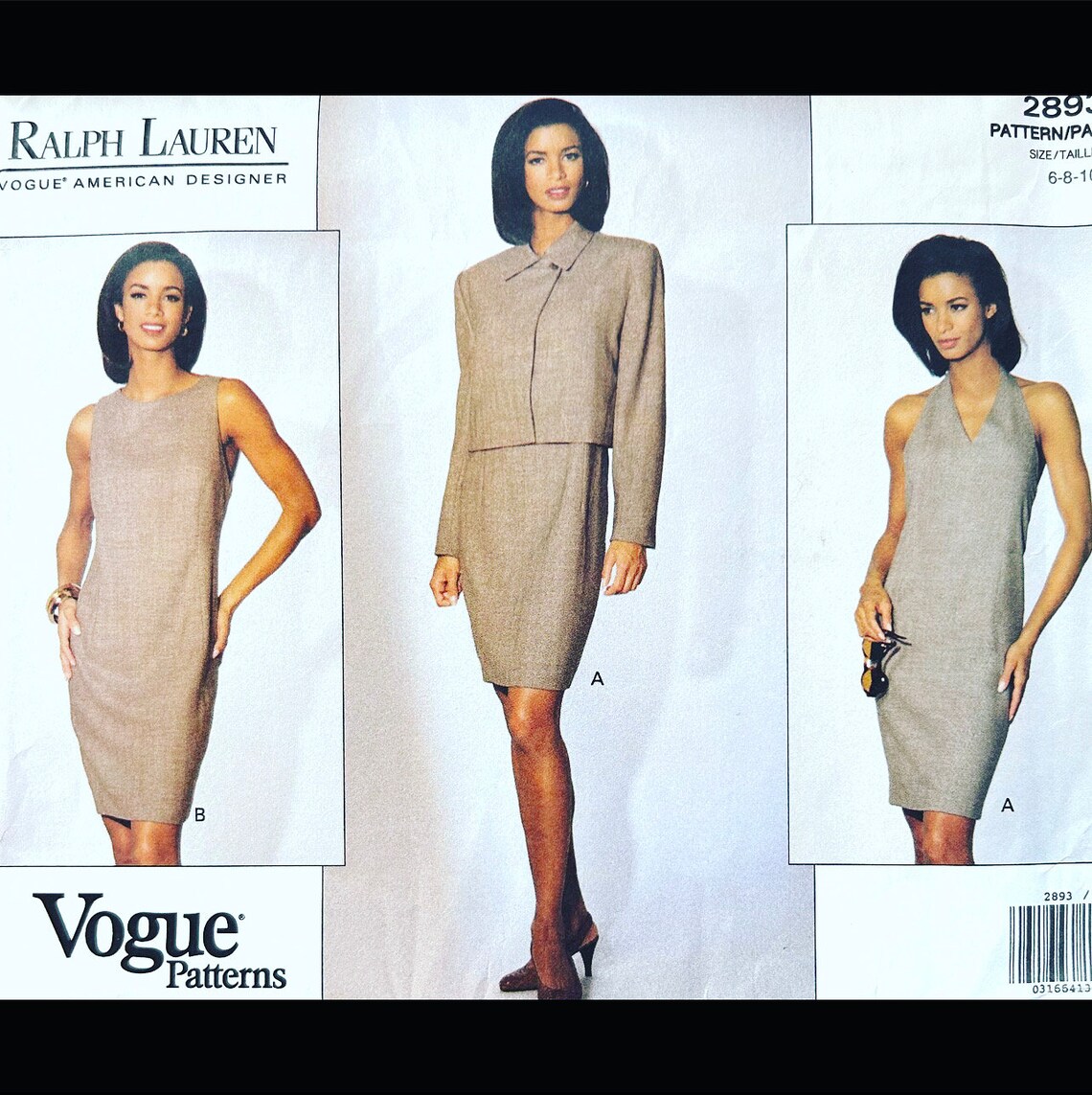 Vogue 2893, Halter Dress Pattern, Sleeveless Dress Pattern, Ralph ...