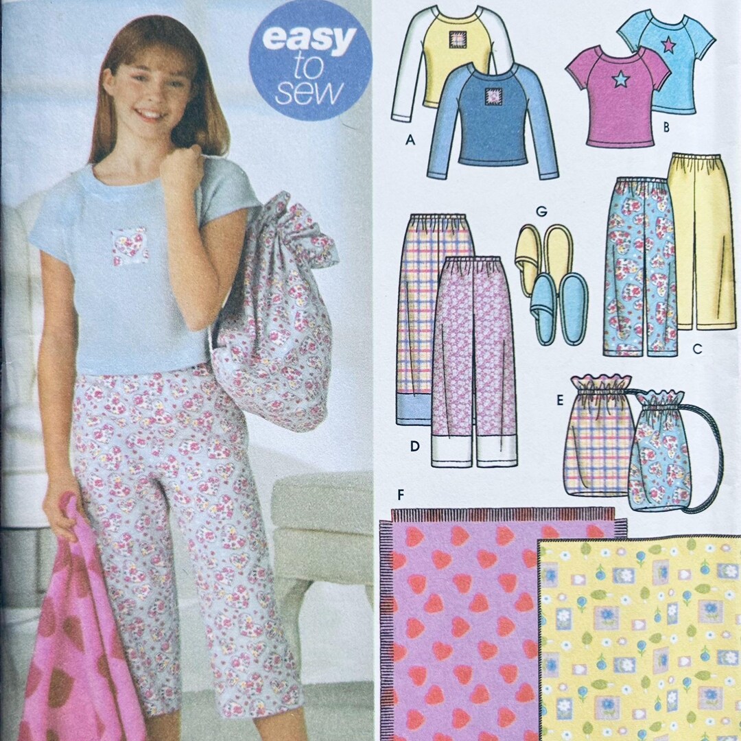 Simplicity 5522, Girls Pajama Pattern, Two Piece Pajamas, PJ Pattern ...