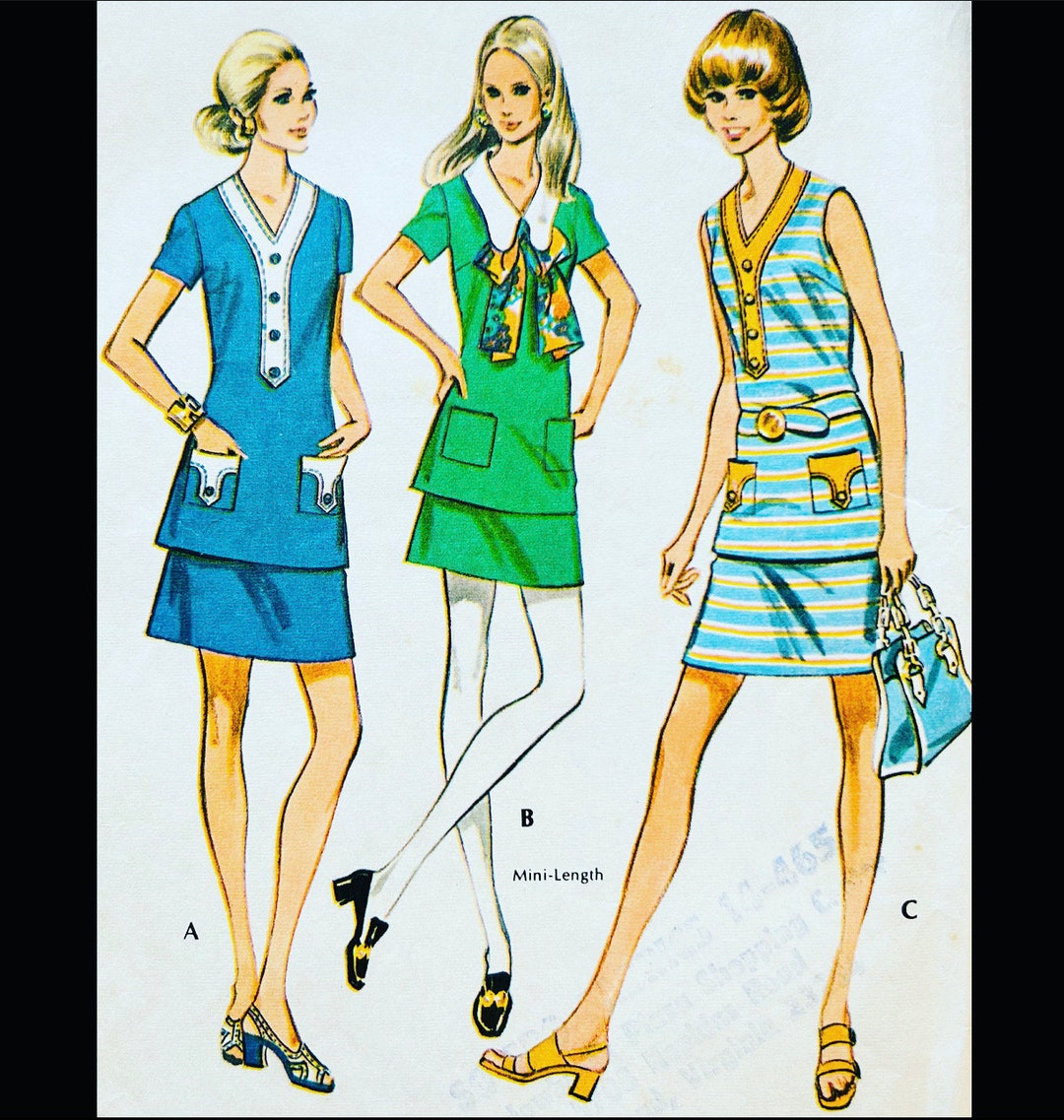 Mccalls 2359 B36, Two Piece Dress Pattern, Dress With Pockets Pattern, 70s Dress Pattern, Mini ...