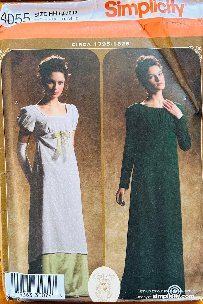 Simplicity 4055 Regency Dress Pattern Empire Waist Dress - Etsy