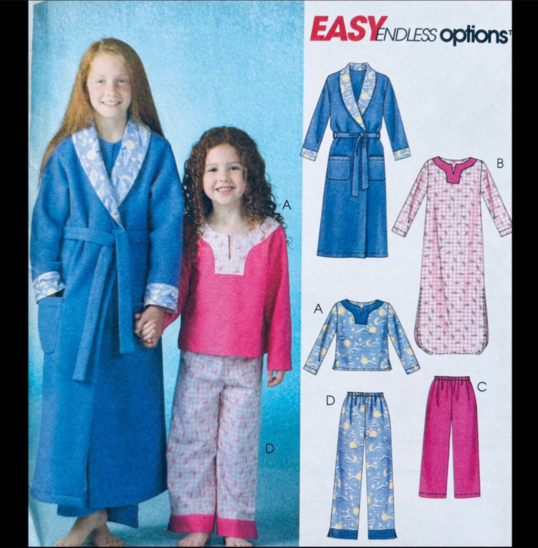 Mccalls 4649, Girls Pajama Pattern, Nightgown Pattern for Girl, Pjs ...